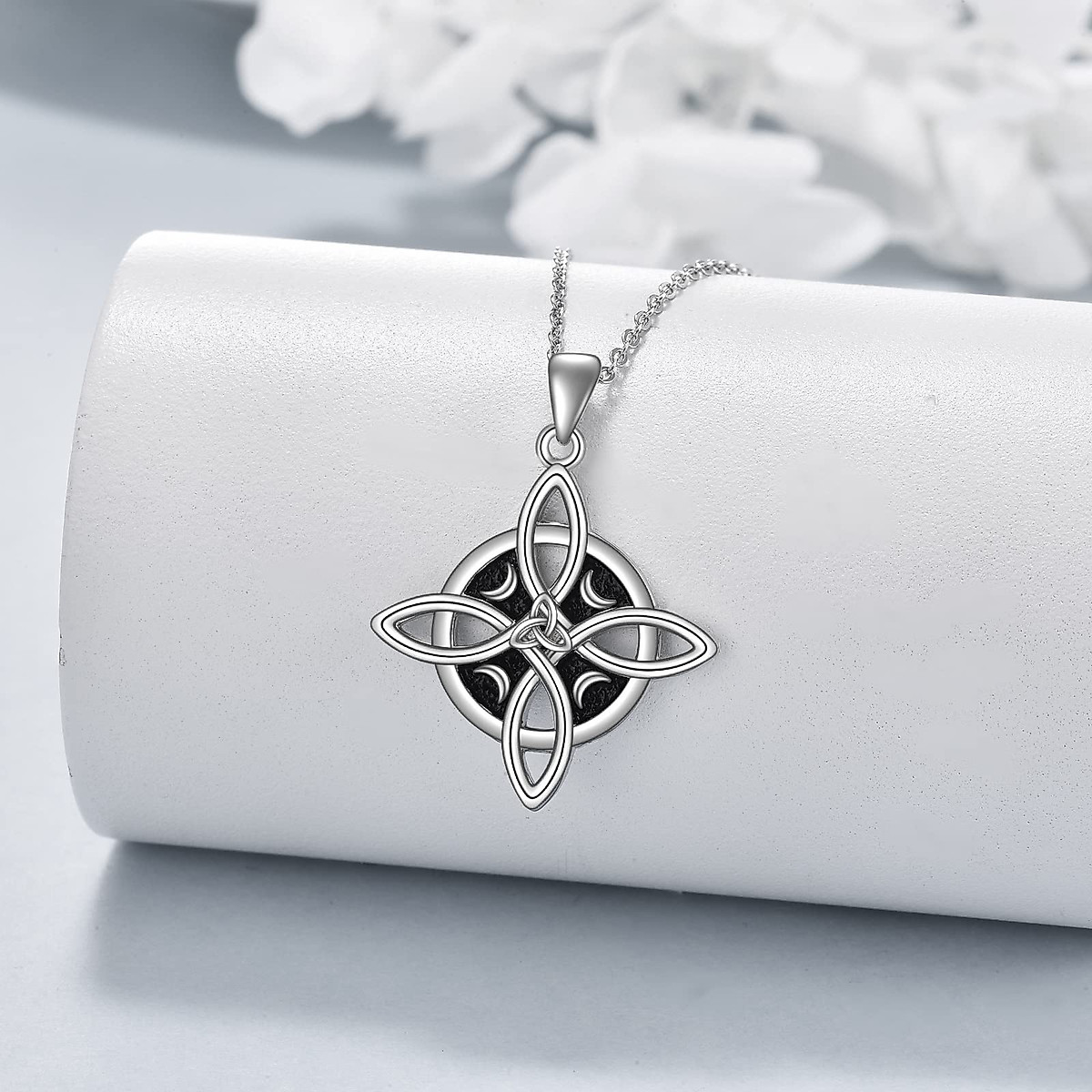 VONALA Witches Knot Necklace Nudo de Bruja Pendant 925 original Sterling Silver Celtic Triquetra Trinity Knot Pendant Necklace Good Luck Irish Jewelry Christmas Gifts for Women Men