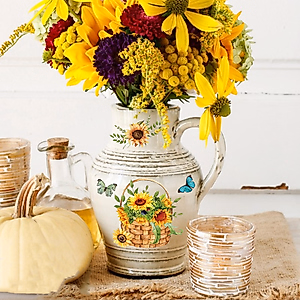 Cieovo 9 Sheets Sunflower Stickers Rub on Transfers Stickers Vintage Furniture Flowers Rub on Transfers Stickers Decal for Home Office Paper Wood Furniture Arts DIY Craft