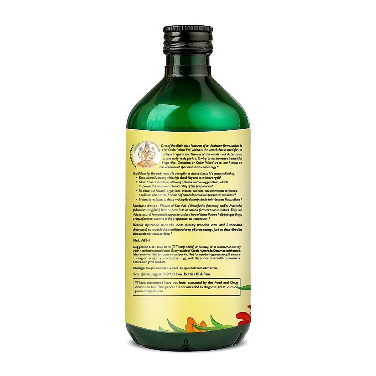Kerala Ayurveda Dasamoolarishtam - Ayurvedic Liquid Supplement for Healthy Digestion, Balanced Energy & Healthy Respiration, 15.21 Fl Oz