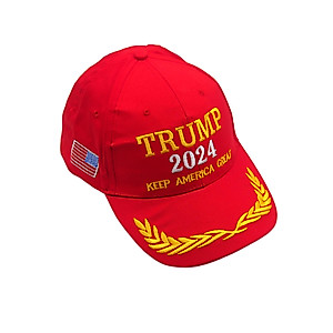 2pcs Trump Hat 2024 Trump Keep America Great Red Baseball Cap with America Flag Adjustable Cap