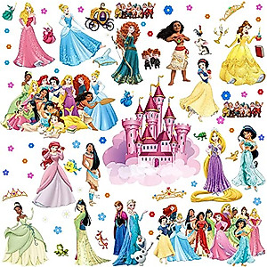 Princess Wall Decals Peel and Stick Wall Stickers Ideal for Girls Nursery Bedroom Living Room Background Wall Decor