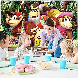 Donkey Country Party Supplies, 5x3FT Kong Theme Happy Birthday Party Banner Donkey Country Party Decoration Backdrop Background for Kids