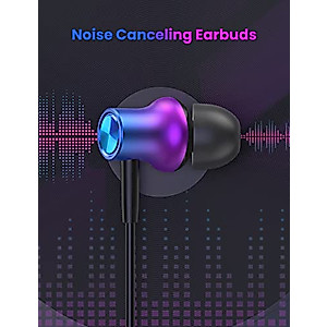 USB C Headphones Earbuds for S23 Ultra HiFi Stereo Bass Magnetic Wired Ear Buds Noise Canceling Earphones Headset with Microphone for Samsung Galaxy S22 S21 FE Google Pixel 7 Pro iPad Oneplus Purple