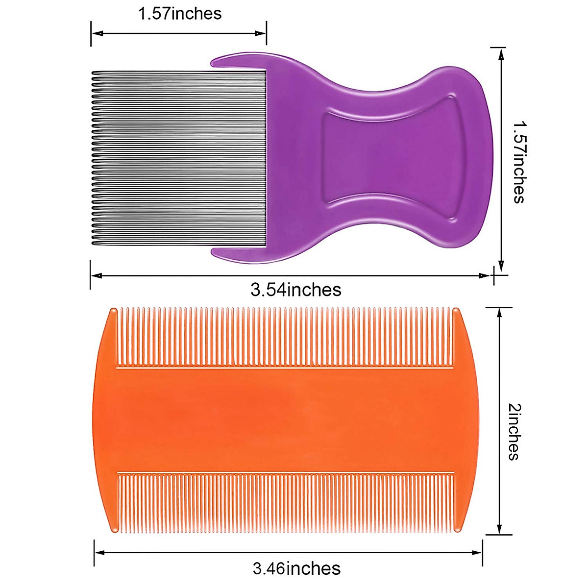 8 Pieces Flea Lice Combs Double Sided Lice Removal Comb Hair Grooming Comb with Metal Teeth (Orange, Blue, Purple, White, 3.5 x 2 Inch, 3.54 x 1.57 Inch)