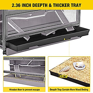 Aivituvin 3 Tier Hamster Cage with Metal Frame Anti-Chewing Critter Nation Habitat with Aluminium Alloy Edge Guinea Pig Cage with Hideout, Seesaws, Rat House Cage-Leak Proof Plastic Tray