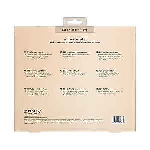 Real Techniques Au Naturale Makeup Brush Kit, For Foundation, Powder, Eyeshadow, Blush, Bronzer, & Concealer, Premium Quality Face Brushes, 9 Piece Set