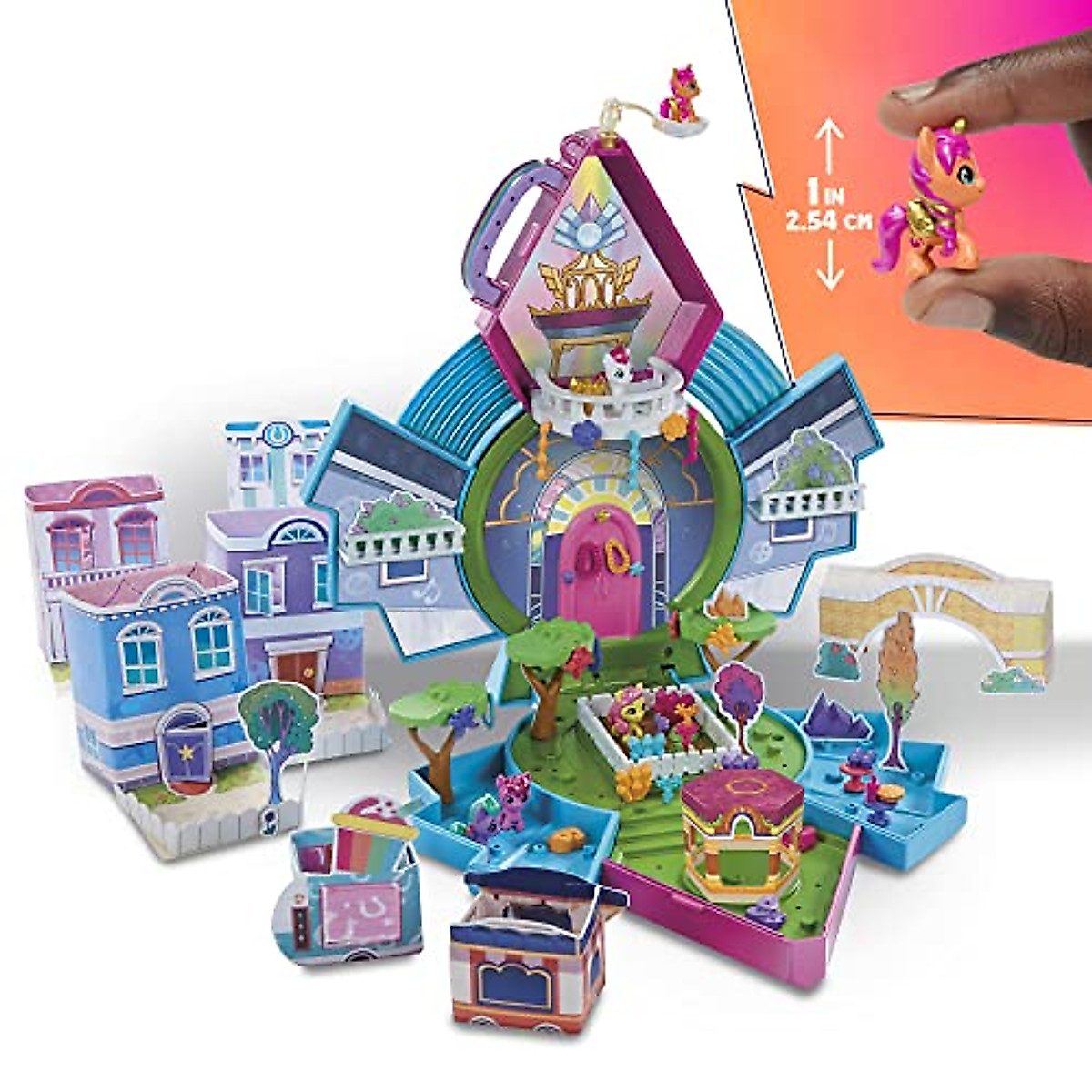 My Little Pony Mini World Magic Epic Crystal Brighthouse Toy, Buildable Playset with 5 Collectible Figures, for Kids Ages 5 and Up