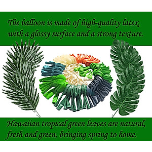 XIRUISHEN 118 PCS Tropical Forest Balloon Arch Garland Kit, Green Confetti Balloon Palm Leaf Hawaiian Theme Graduation Ceremony Anniversary Celebration Birthday Party Wedding Decorations