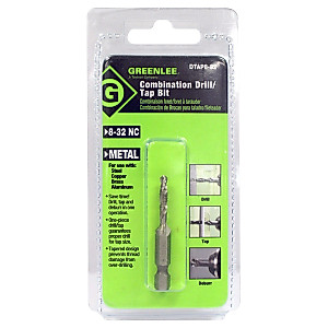 Greenlee DTAP8-32 Combination Drill, Tap, and Deburr Bit with Quick Change Hex, 8-32 NC