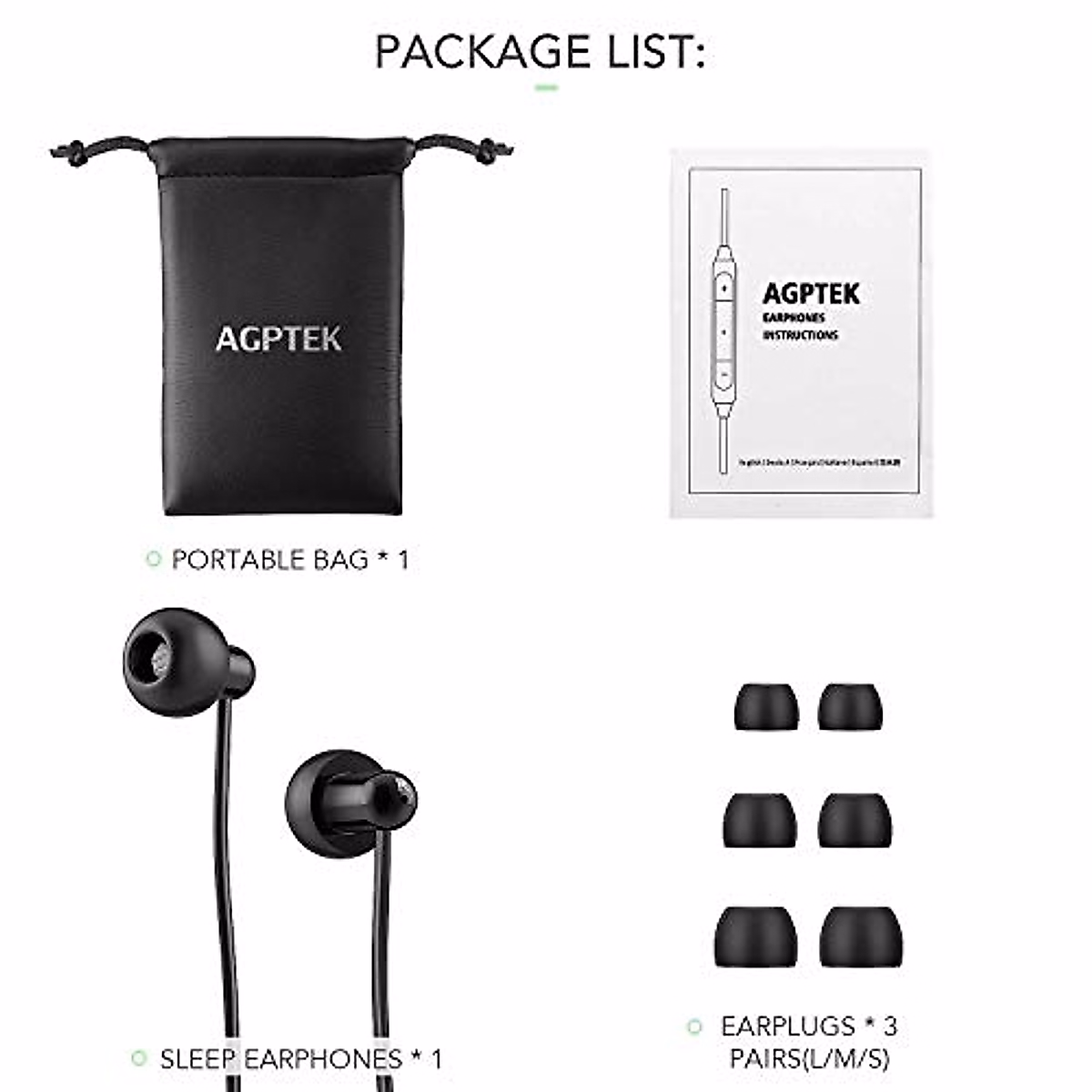 AGPTEK Sleep Earbuds, in-Ear Earphones for Sleeping with 3 Sizes Ultra-Light Soft Silicone, Noise Isolating Headphone Perfect for Sleeping, Insomnia, Side Sleeper, Air Travel, Meditation & Relaxation