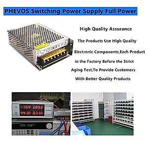DC 5V 12A Power Supply, PHEVOS AC 110/120 to DC 5V Universal Switching Transformer Adapter for Raspberry PI Models, CCTV, Radio, Computer Project, LED Strips Pixel Lights