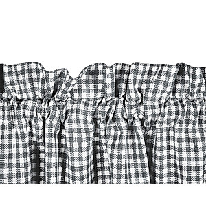 Native Fab Set of 2 Farmhouse Valance Curtains for Windows 54"x18" for Living Room Bedroom Kitchen Windows Bathroom, Rustic Vintage Curtain Valances Rod Pocket - Grey White