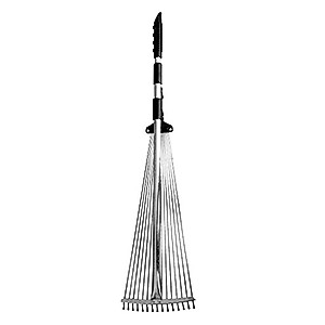 TABOR TOOLS Adjustable Metal Rake - Collapsible & Telescopic - Garden, Yard, & Lawn - Ideal for Leaves, Shrubs & Small Areas. J16A