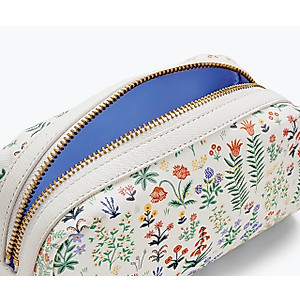 RIFLE PAPER CO. Small Cosmetic Pouch | Store Small Accessories, Gold Zipper, Printed In Full Color With Stylized Pattern & Foil Stamped Logo, Wipe Clean (7" L × 4.25" W × 2.5" H), Menagerie