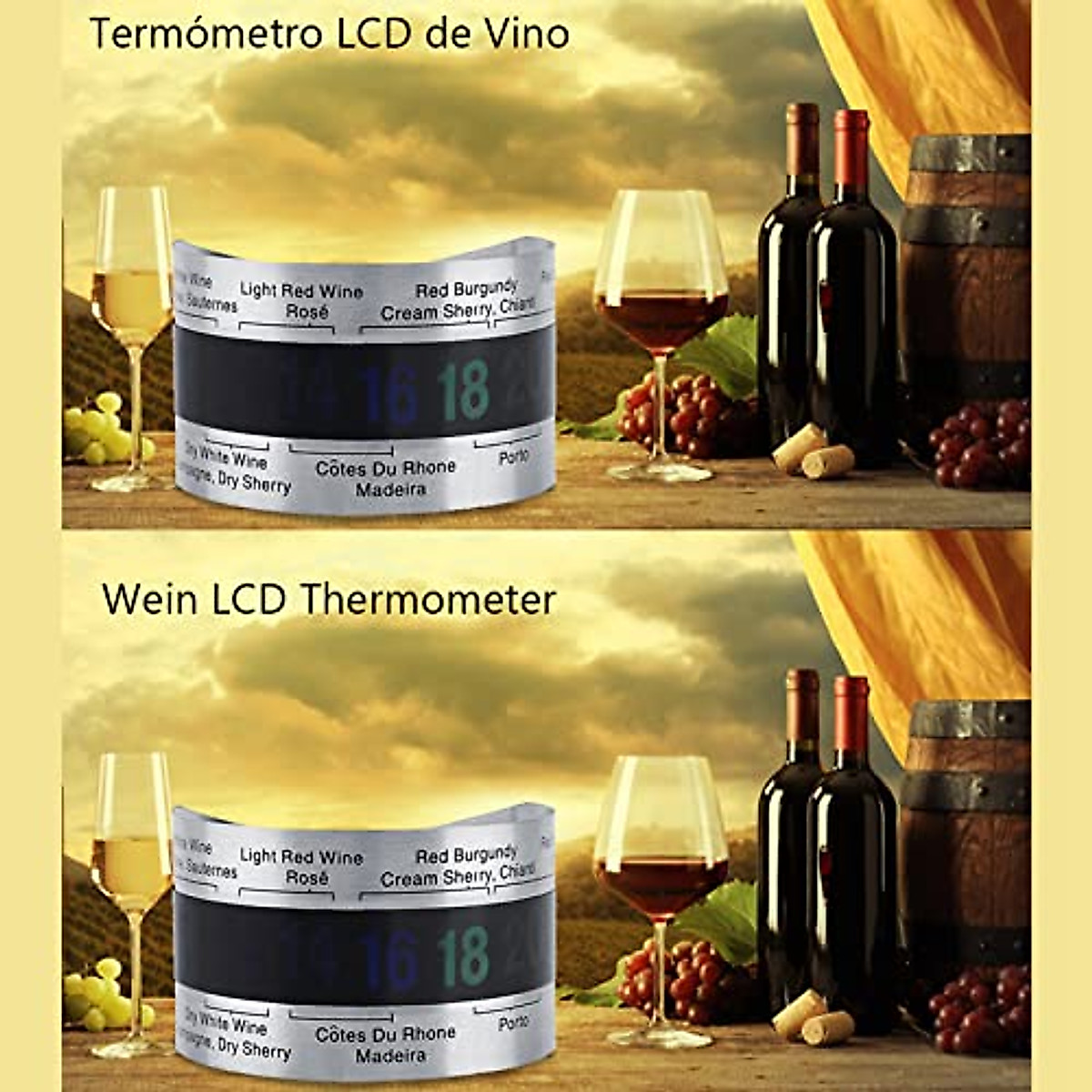 Wine Temperature Bracelet Stainless Steel Thermometer Bottle Beer Temperature Bracelet Sensor for Beer Home Brewing, Makes a Great Gift