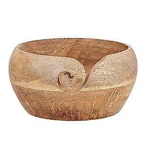 Mothers Day Gifts Wooden Yarn Bowl Knitting Bowl Large Crochet Yarn Holder Handmade Crocheting Accessories and Supplies Organizer 7 x 3" (Natural)
