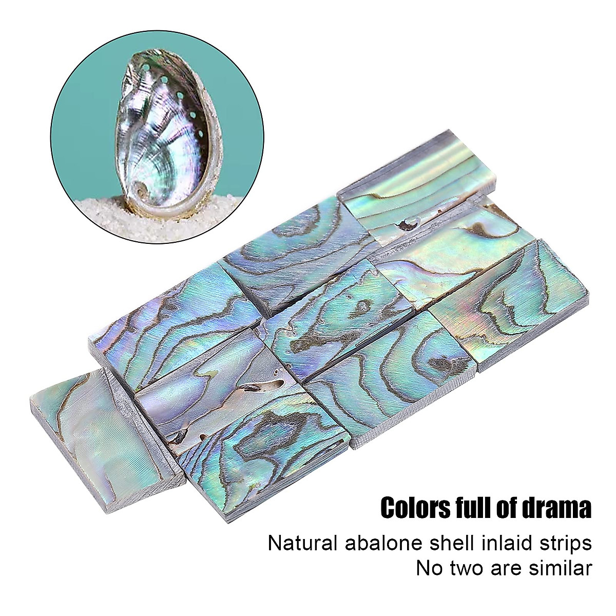 Guitars Fretboard Inlay Material, 10Pcs Abalones Shells Blanks Handle for Mosaic Art for Jewelry Design