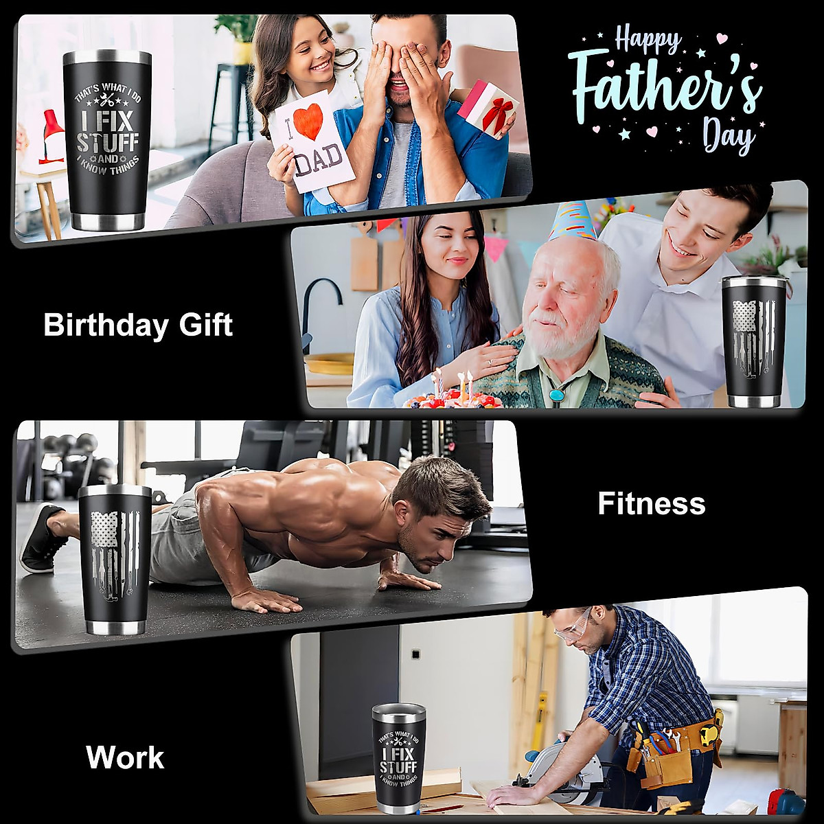 Father's Day Gifts for Dad, Men, Husband, Grandpa, Mechanic Father, Handyman - Mens Birthday Gift Ideas, Gifts for Dad for Birthday, Fathers day, Christmas, Keeps Drinks Hot or Cold, 20oz Tumbler