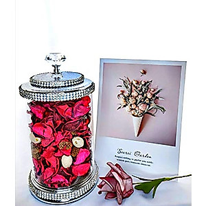 Shining Decorative Crystal Terrarium Clear Glass 500ml Wedding Decoration / Candy Serving / Bathroom Storage Organizer Apothecary Canister Jar for Cotton Balls, Swabs, Makeup Sponges, Cosmetic Pads