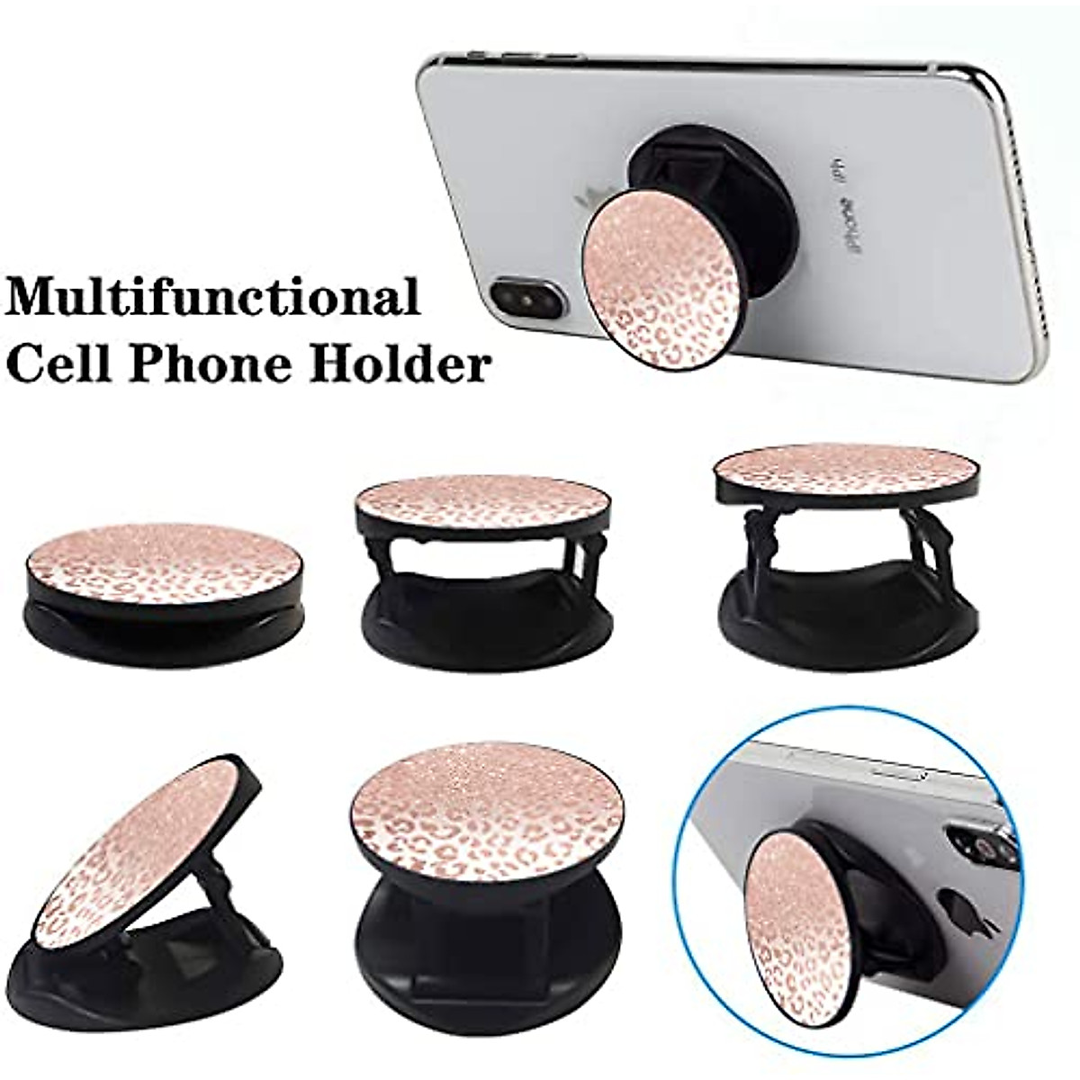 Nxmouse 3 Pack Multifunction Foldable Cell Phone Stand Holder, Rose Gold Blue Marble Grip Mount Compatible for Smartphones.