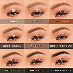 MADLUVV Eyebrow Stencil Kit - Easy-to-Use, Natural Look, 6 Popular Shapes, Used by Professionals - Includes Stamp, Stencils, Spoolie, and Travel Bag (Soft Brown)