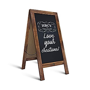 HBCY Creations 40" x 20" Rustic Brown Solid Pine Wood A-Frame Magnetic Chalk Board Sign, Menu Chalkboard, Framed Chalkboard, Outdoor Sign, Standing Chalkboard, Sandwich Board