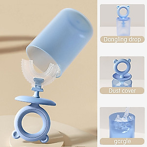 COLOROUND 2 Pack Kids U Shaped Toothbrush for Toddlers Age 2-6, Silicone Baby Toothbrush with Storage Cup, Baby Manual Training Toothbrush 360° Oral Teeth Care for Children