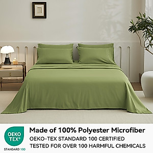 JELLYMONI Full Sheet Set - Avocado Green Soft Polyester Microfiber Sheets for Full Size Bed, Deep Pocket Up to 16", 4 Pieces Silky Bedding Sheets & Pillowcases