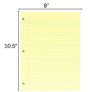 1InTheOffice Wide Filler Paper, Loose Leaf Binder Paper, Pastel, 8"W x 10.5"H, 100/Pack