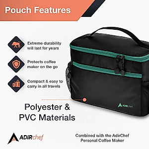 Adir Mini Single Serve Travel Coffee Maker Pouch Organizer, Portable For Travel, Camping, Office Lunch Bag For Grab & Go Daily Use (Red)