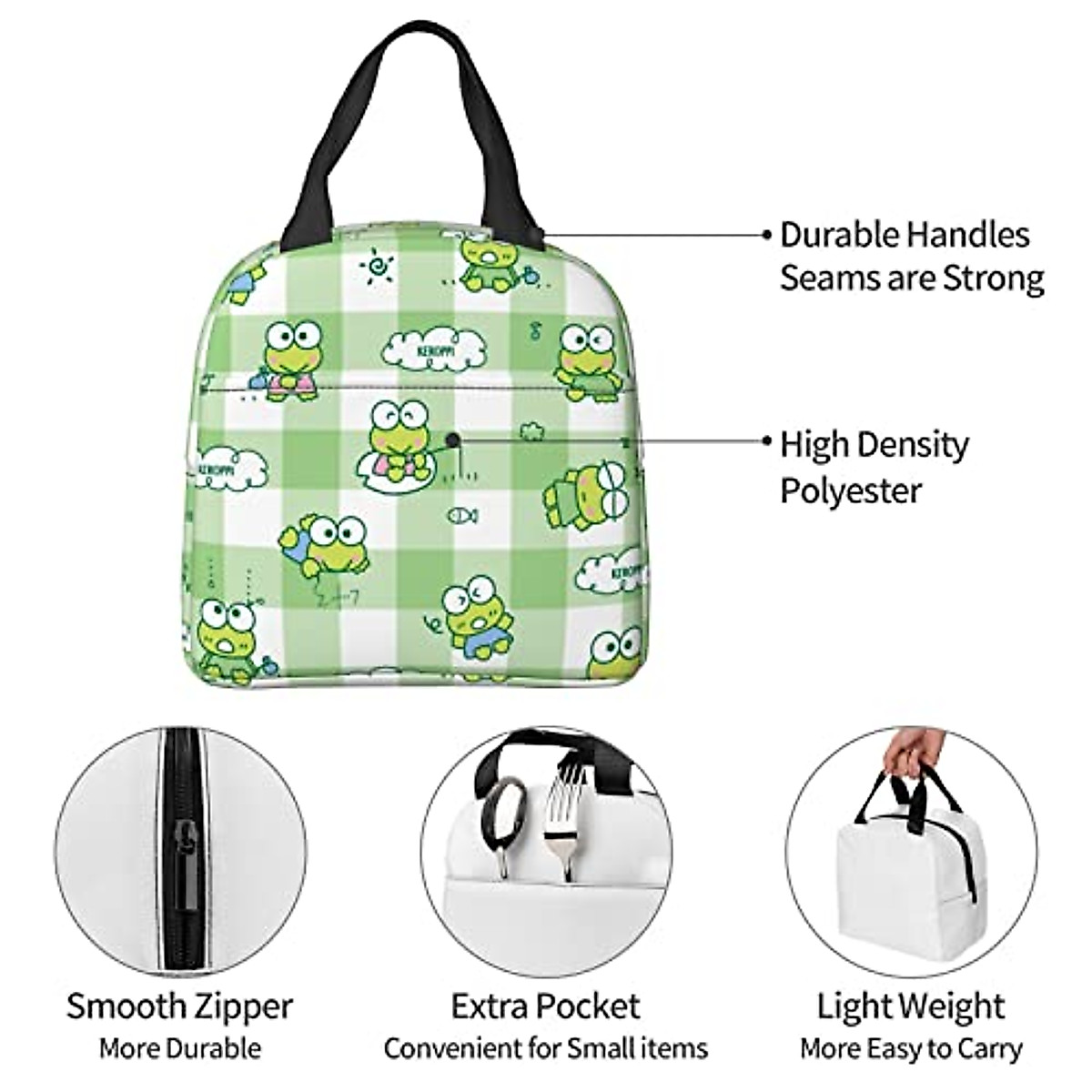 Pynocony Cute Lunch Bag Insulated Kawaii Lunch Box Anime Reusable Cooler Bags Freezable Lunchbox For Girls Boys Teen Adult