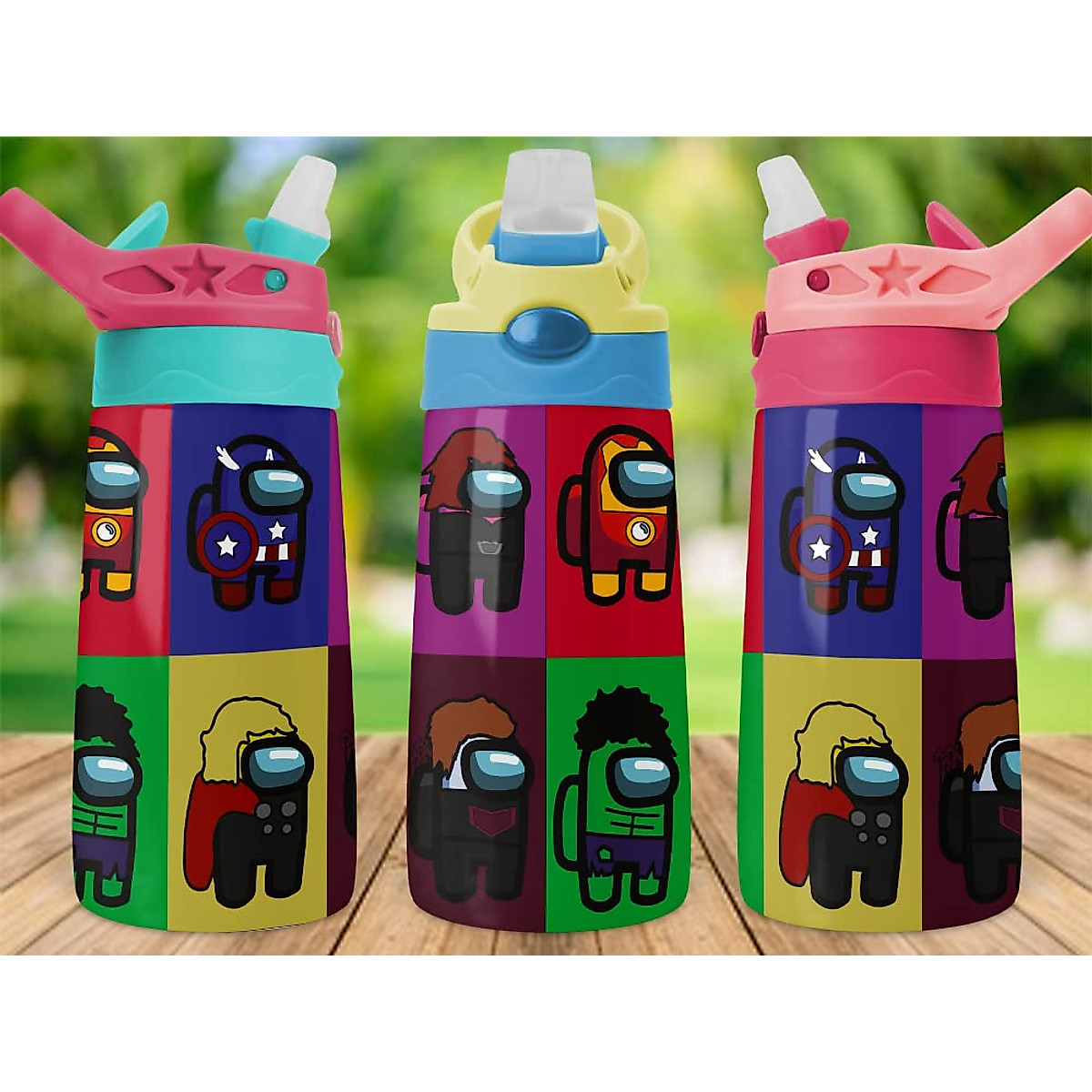 Among Gamers #1 12oz Stainless Steel Kids Tumbler, Boys Or Girls, Players, Heroes, Computer Game, Keeps Drinks Cold Or Hot (Blue/Yellow Lid)