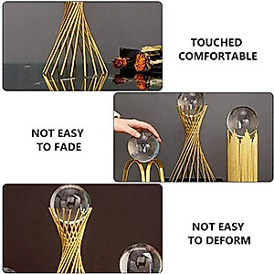 XBWEI Metal Crystal Ball Ornament Nordic Style Wrought Iron Clear Ball Sculptures Stand Creative Decorations for Living Room TV Cabinet Bookcase Home Office