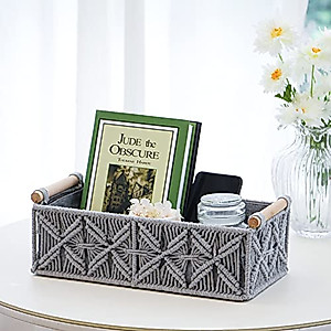 Toilet Paper Basket Macrame Bathroom Storage Baskets with Removable Cloth Boho Decorative Woven Basket for Countertop,Toilet Tank,Shelf,Dressing Table