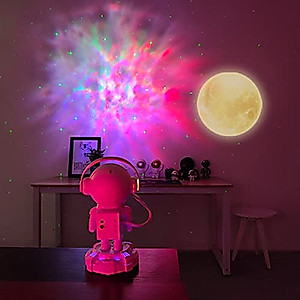Lopeceal Space Astronaut Projection Moon Nebula Galaxy Projector Night Light Remote Control Timing Rotation Magnetic Head Brightness Adjustable for Bedroom Home Decor White