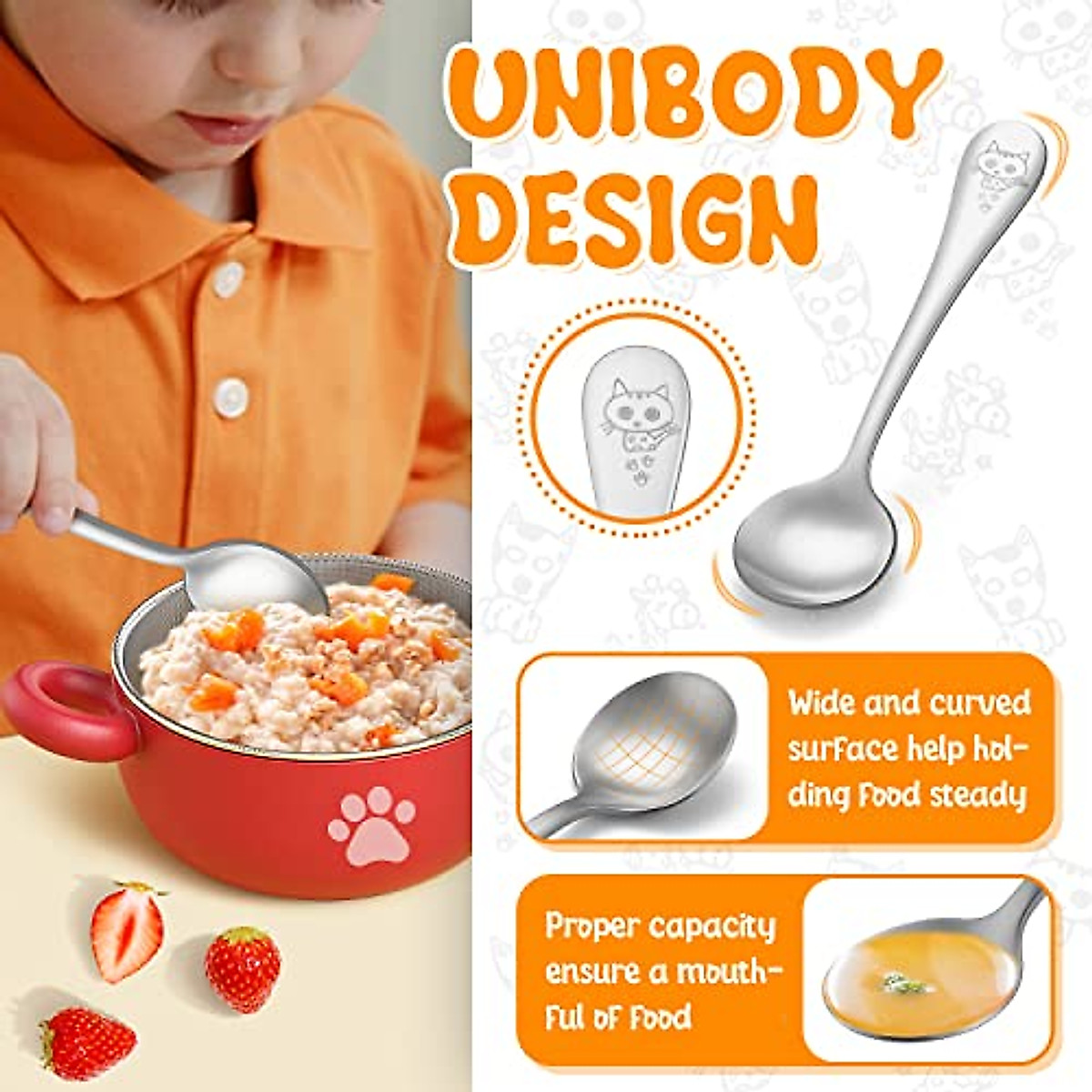 12-Piece Kid Silverware Flatware Set, HaWare Stainless Steel Toddler Preschooler Eating Utensils, Metal Cutlery for Self Feeding, Mini Flatware Set for Home Kitchen School, Healthy and Dishwasher Safe