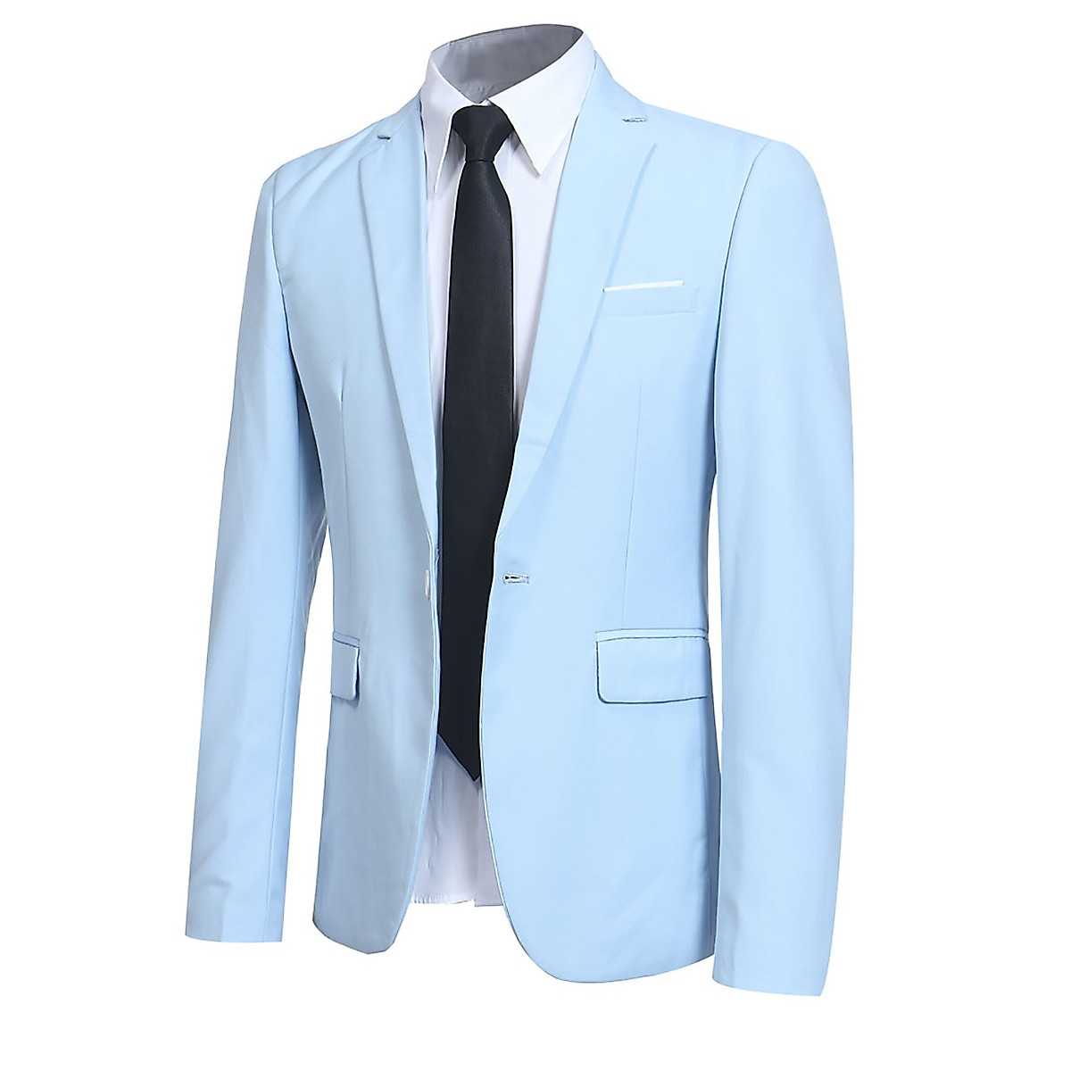 Slim Fit 2 Piece Suit For Men One Button Casual/Formal/Wedding Tuxedo,Small,Light Blue