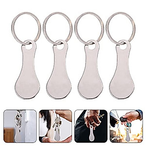 TOYANDONA 4Pcs Shopping Trolley Tokens Key Rings Stainless Steel Key Rings Portable Trolley Removers
