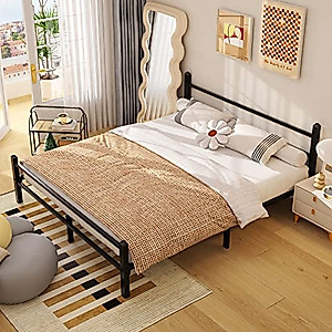 GreenForest Full Size Bed Frame with Headboard Easy Assemble Metal Platform Bed Base with Heavy Duty Support Mattress Foundation No Box Spring Needed, Full