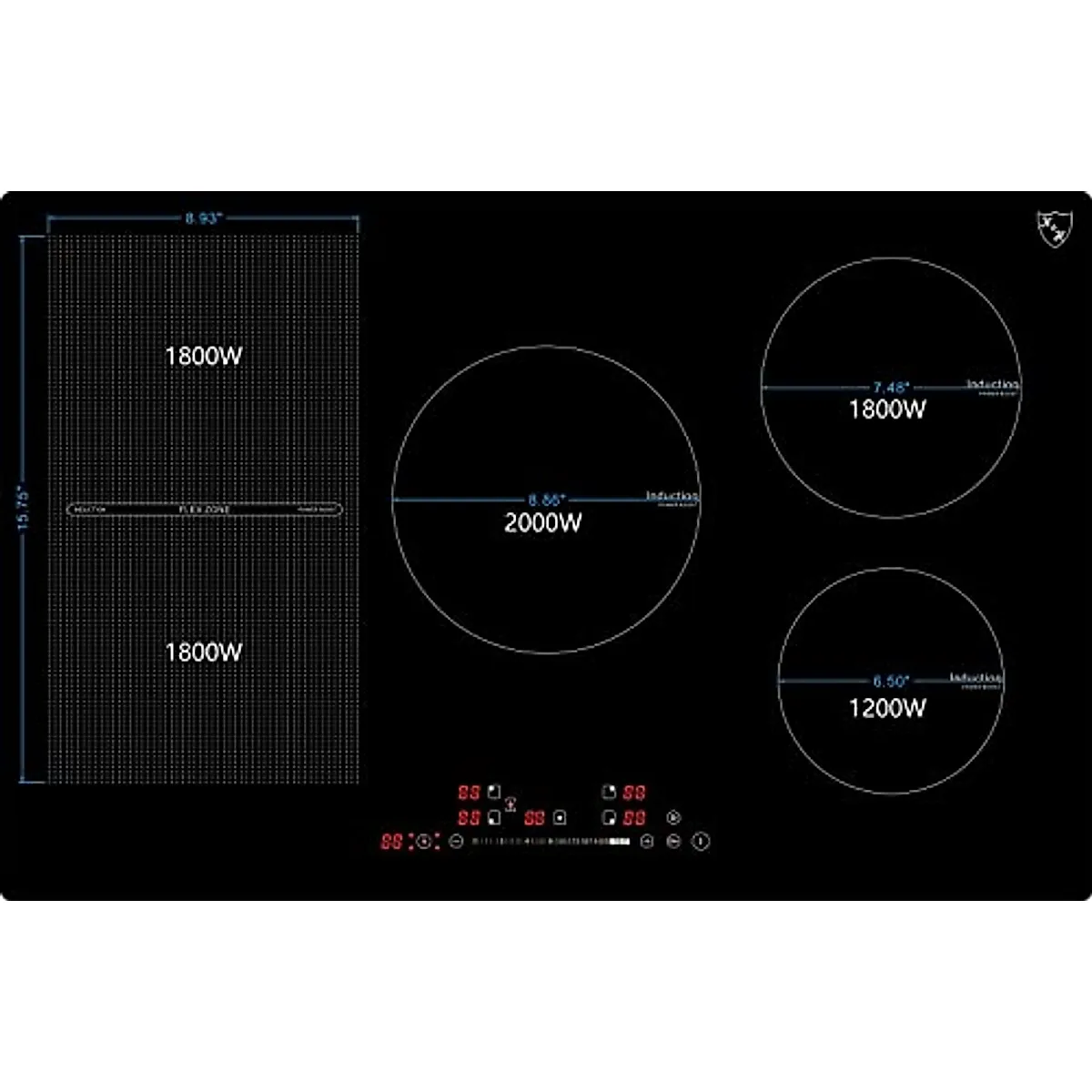 K&H SIGNATURE SERIES 5 Burner 31.5 Inch Built-in Induction Electric Stove Top Ceramic Cooktop Touch Control 240V 9200W IN30-9200FLX