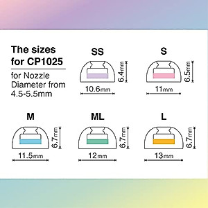 SpinFit CP1025-M/S- Medical Grade Silicone Patented Ear Tips, Secure Fit and Supreme Comfort Fits MTW3, Jabra Elite 7, Galaxy Buds 2 & More (2 Pairs) (for Nozzle Diameter from 4-5.5mm)