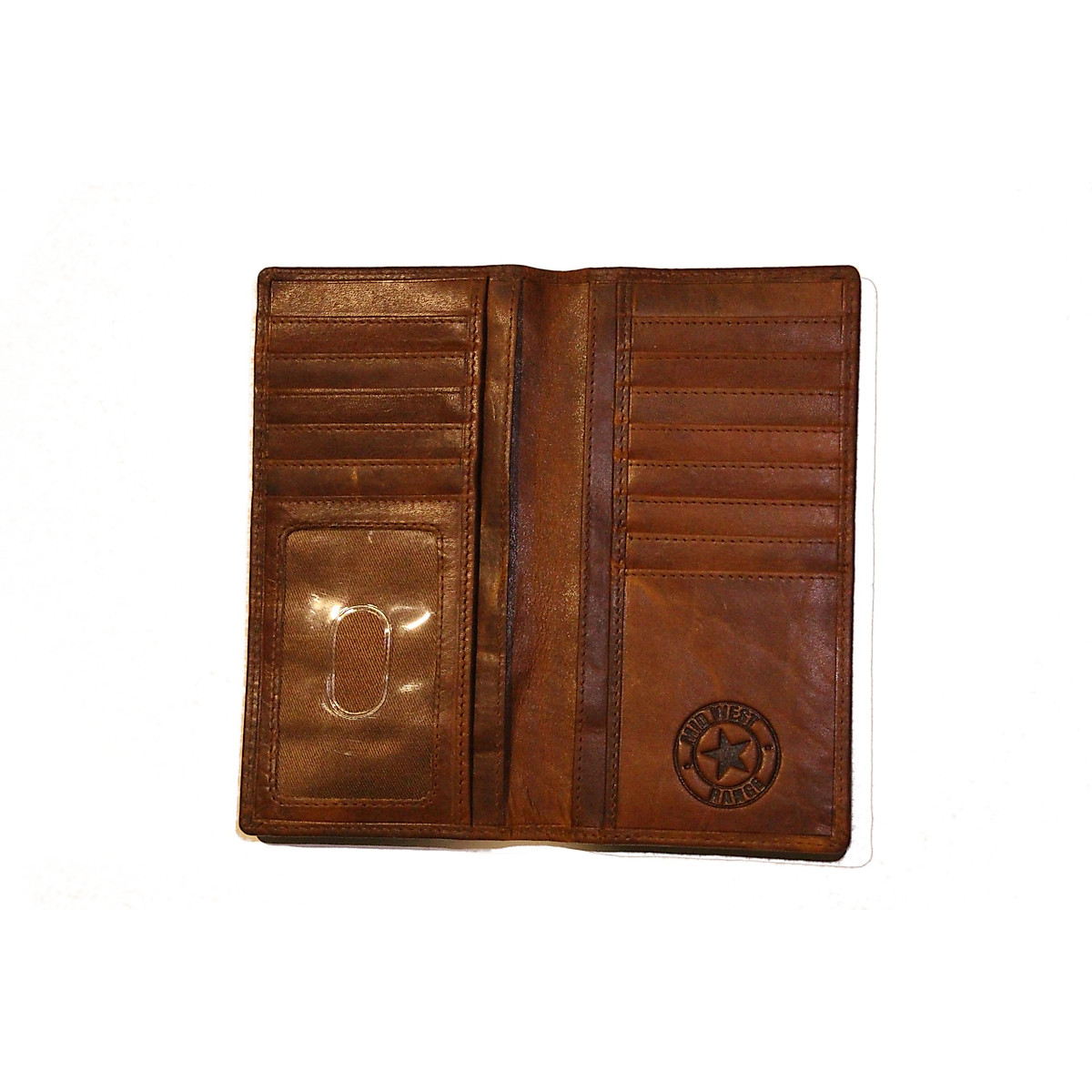 MID WEST RANGE ‘The Patriot’ American Flag Rodeo Wallet for Men. Distressed Leather ‘IN GOD WE TRUST’. Gift Cowboy Wallet for the True Patriot - Western Wallet for Men.