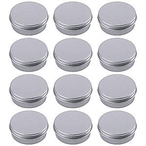 1 Ounce Aluminum Tin Jar Refillable Containers 30ml Aluminum Screw Lid Round Tin Container Bottle for Cosmetic,Lip Balm, Cream, 12 Pack.