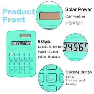 Basic Calculator Dual Power 8 Digit Silicone Button Desktop Calculator (4 Colors, Set of 8)
