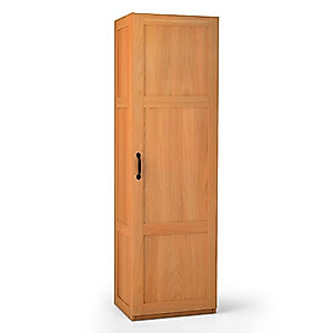 Giantex Kitchen Pantry, Tall Storage Cabinet Single Door, 4-Tier Floor Storage Cabinet for Bathroom, Living Room, 18"x14"x 60" (Oak Color)