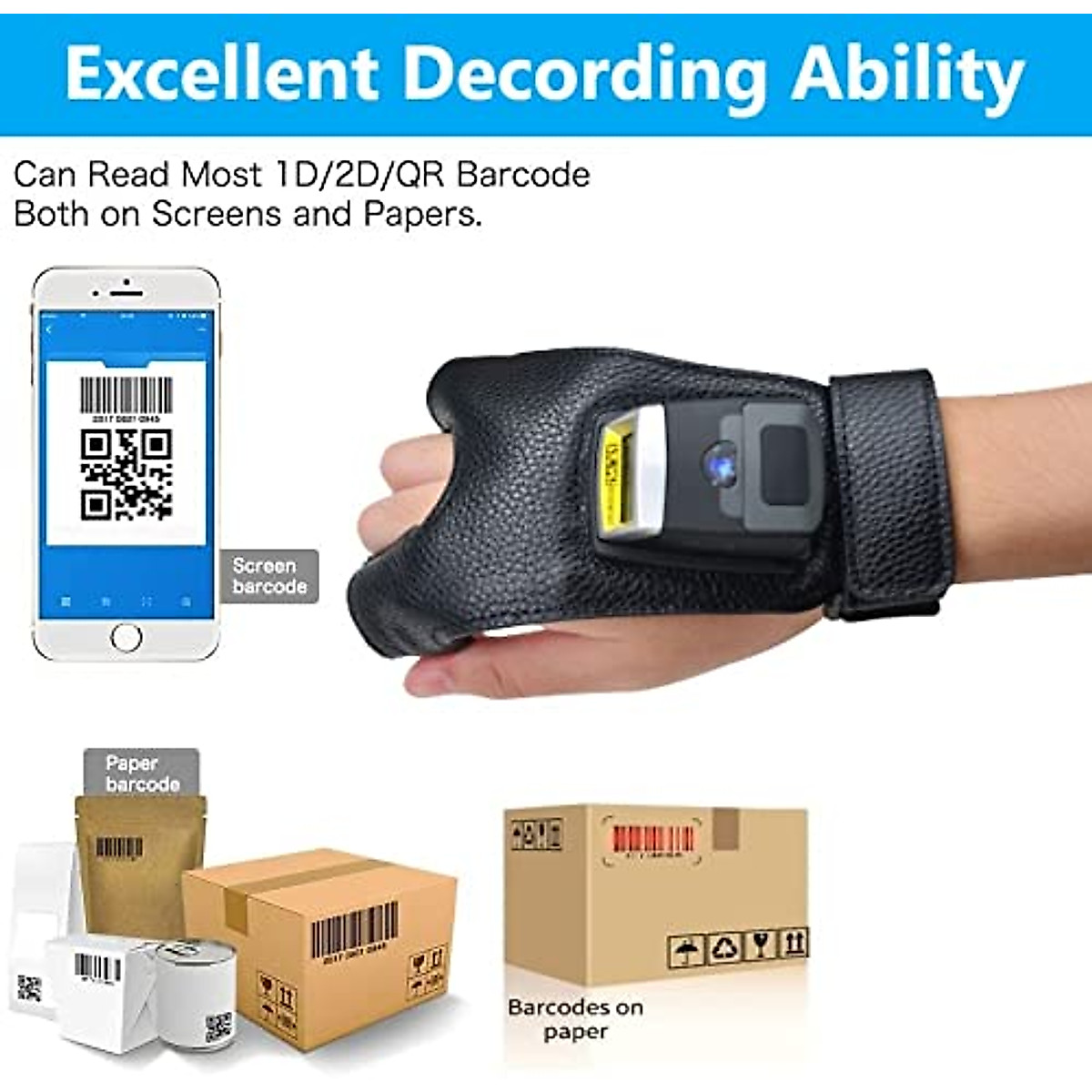 Posunitech GS02 Wearable 2D Glove Barcode Scanner for Warehouse