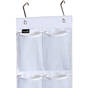 MISSLO Heavy Duty Over The Door Storage with 12 Mesh Pockets (White)