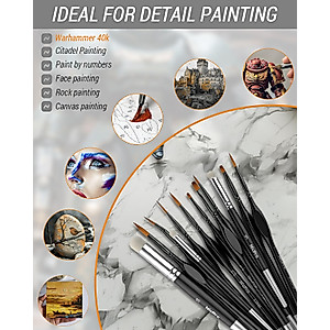 Nicpro Miniature Paint Brushes Drybrush - 21PCS Model Paint Brush Set for Acrylic Watercolor, Detail Paint Brush Dry Brush for Warhammer 40k, Citadel Paint, Model, DND Miniatures - with Container