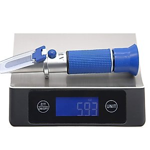AMTAST Handheld Beer Refractometer Brix Refractometer Wine Refractometer Tester ATC Dual Scale-Brix 0-32% Specific Gravity 1.000-1.120, Made of Copper (Not Cheap Aluminum)