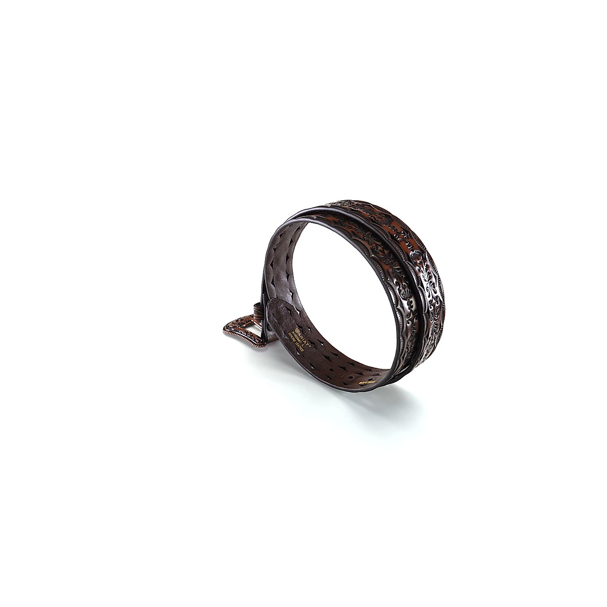 Ariat Women's Copper Buckle Triangle Cut Out Belt, Brown/Black, Extra Large